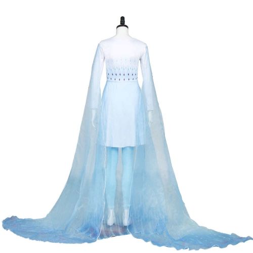 Disney Frozen 2 Elsa Ahtohallan Cave Queen White Blue Gown Cosplay Costume