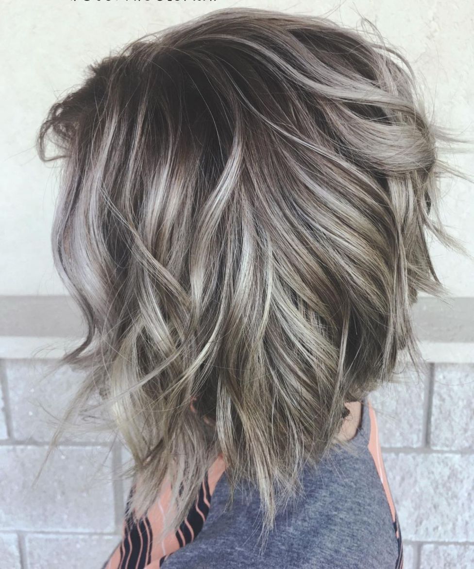 Gray Brown Inverted Bob Shag Medium Hair Styles Thick Hair Styles Curly Hair Styles Silver