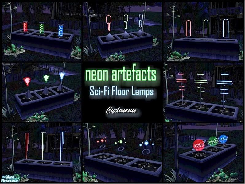 Neon Artefacts Floor Lamps for Sims 4 Neon Artefacts Floor Lamps for Sims 4