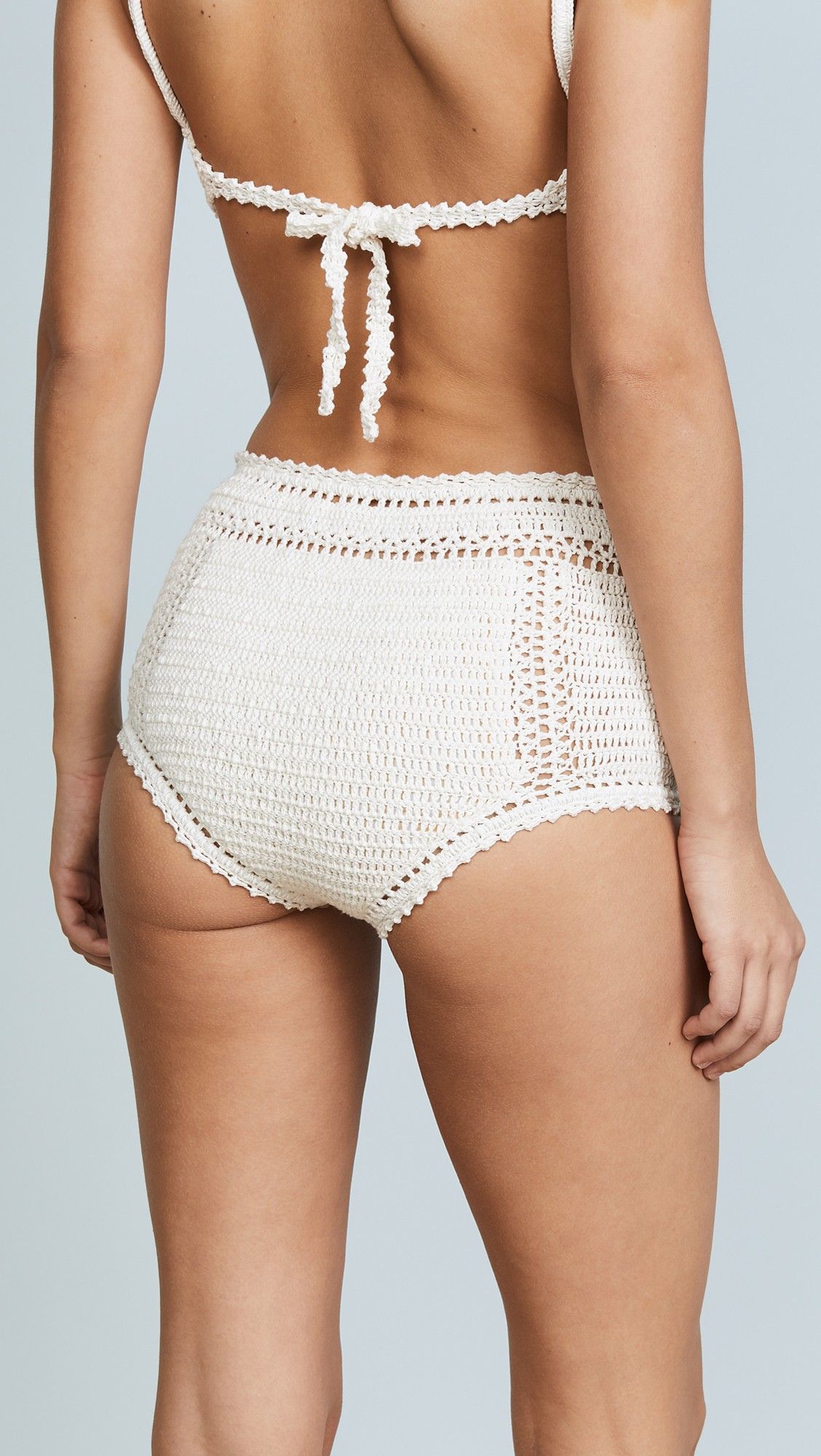 She Made Me Essential Cotton Crochet High Waist Bikini Bottoms High
