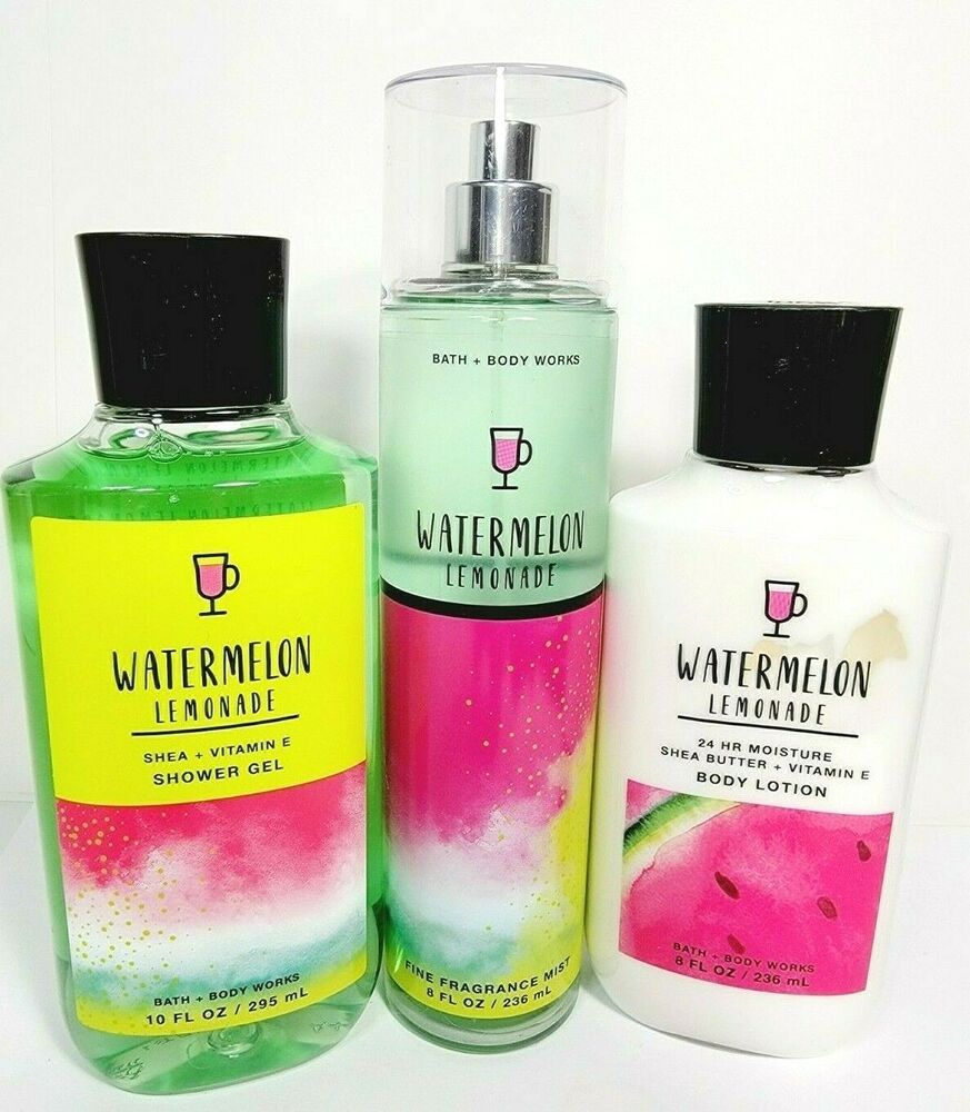 Bath And Body Works Watermelon Lemonade 3 Pc Set Body Lotion Mist Shower