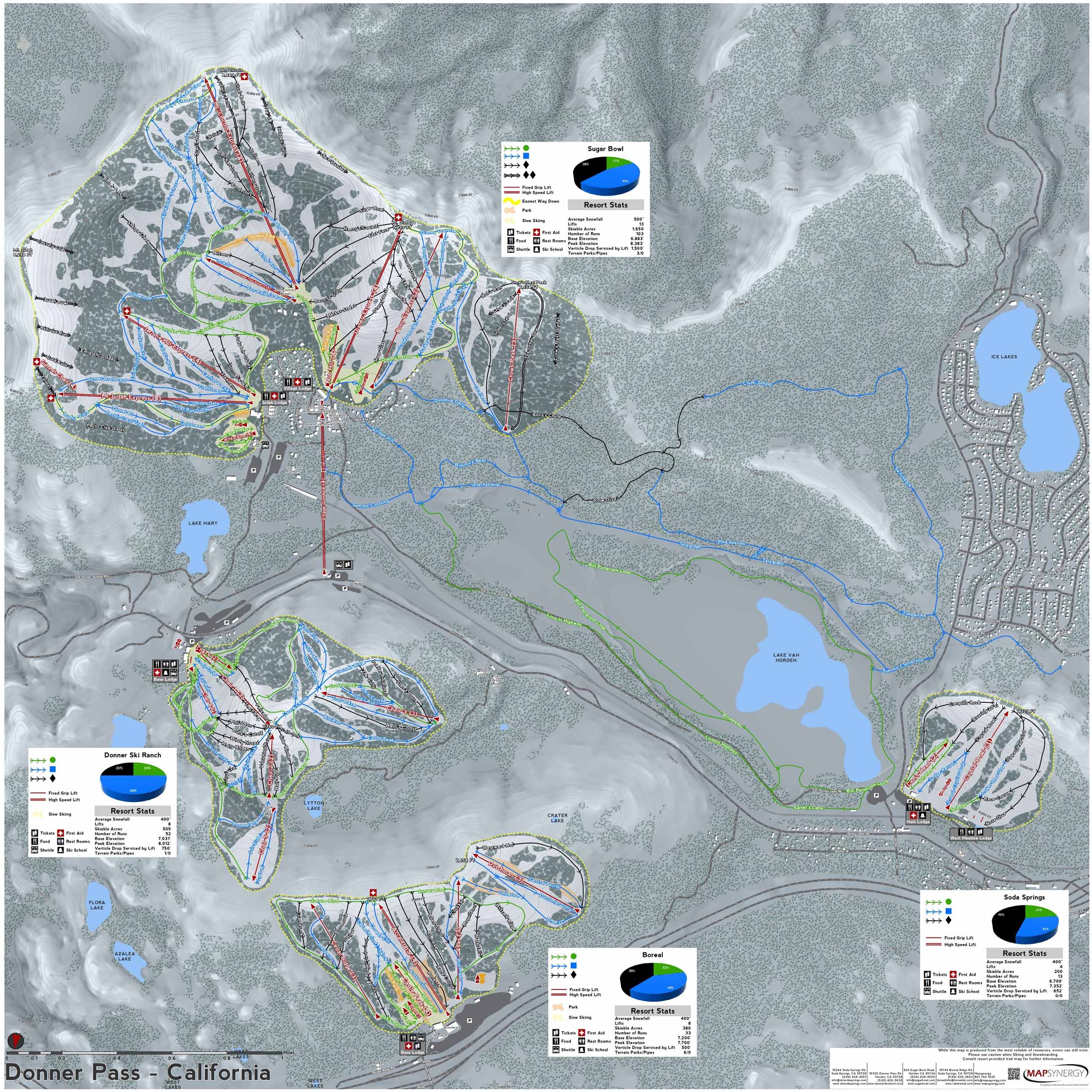 A Map Showing The Location Of Different Ski Areas In The Area That Is On Display