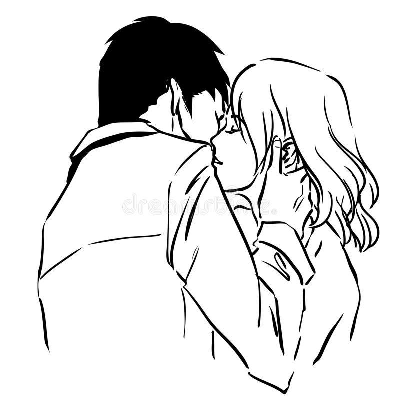 Hot Sensual Kiss Vector Drawing Stock Illustration