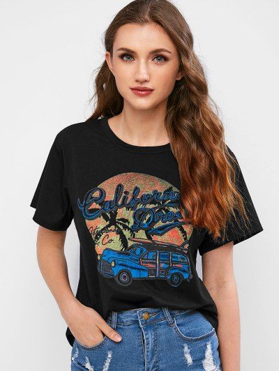 5 Off 50 Sale Special For New Usersretro Car Graphic Tee Fashion Black Tee Outfit Sweater