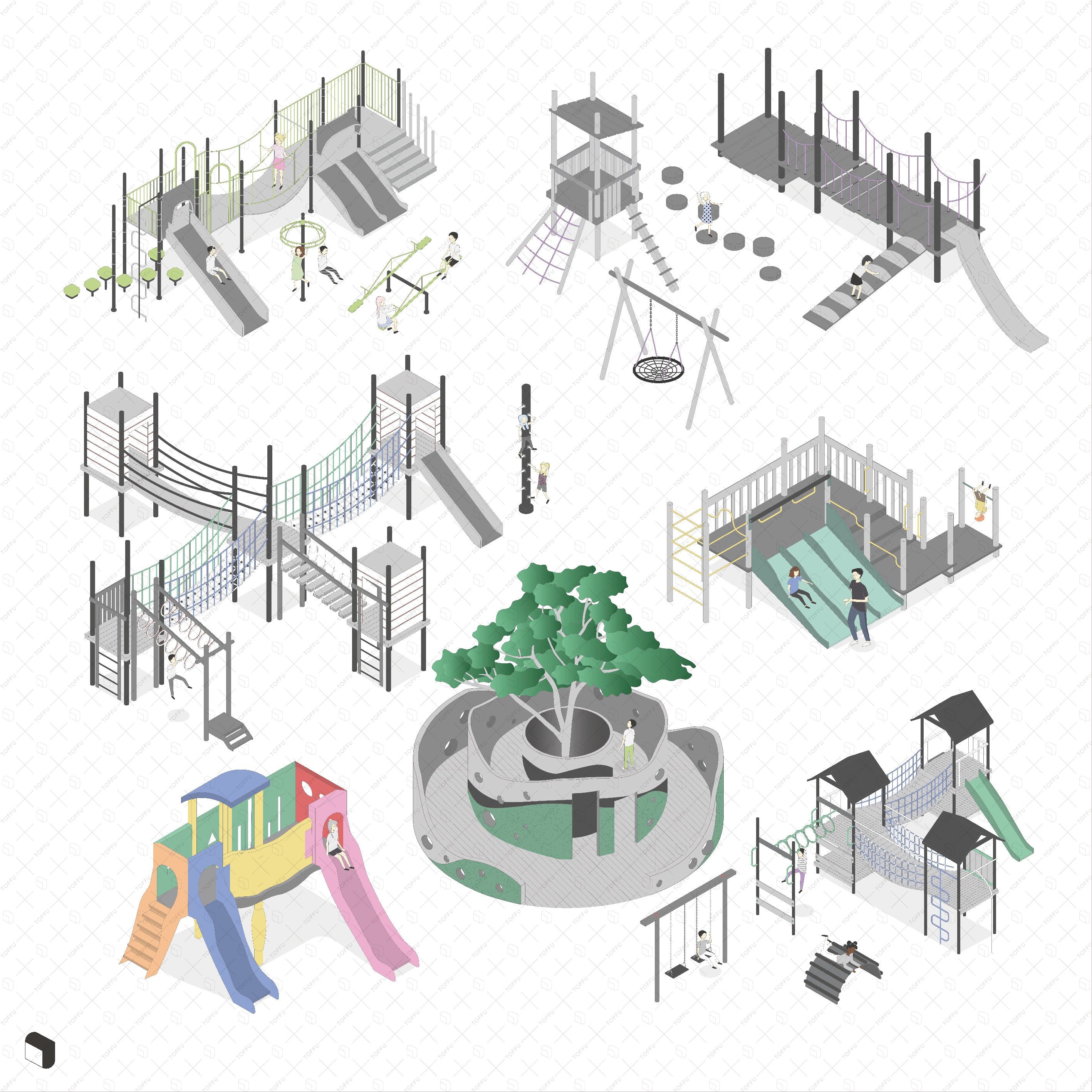 Axonometric Playground - Toffu Co | Playgrounds architecture ... Axonometric Playground - Toffu Co | Playgrounds architecture ...