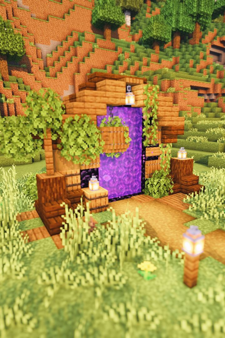Minecraft Nether Portal Designs Tutorial Minecraft Projects Minecraft Decorations