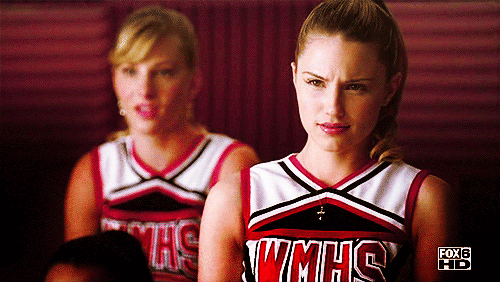 Glee Reaction S Quinn Fabray Brittany And Santana Angel Outfit Glee Club Hidden Love