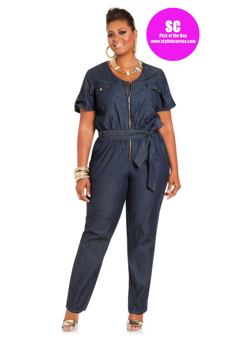 Stylish Curves Pick Of The Day Ashley Stewart Denim Jumpsuit Stylish Curves Denim Fashion