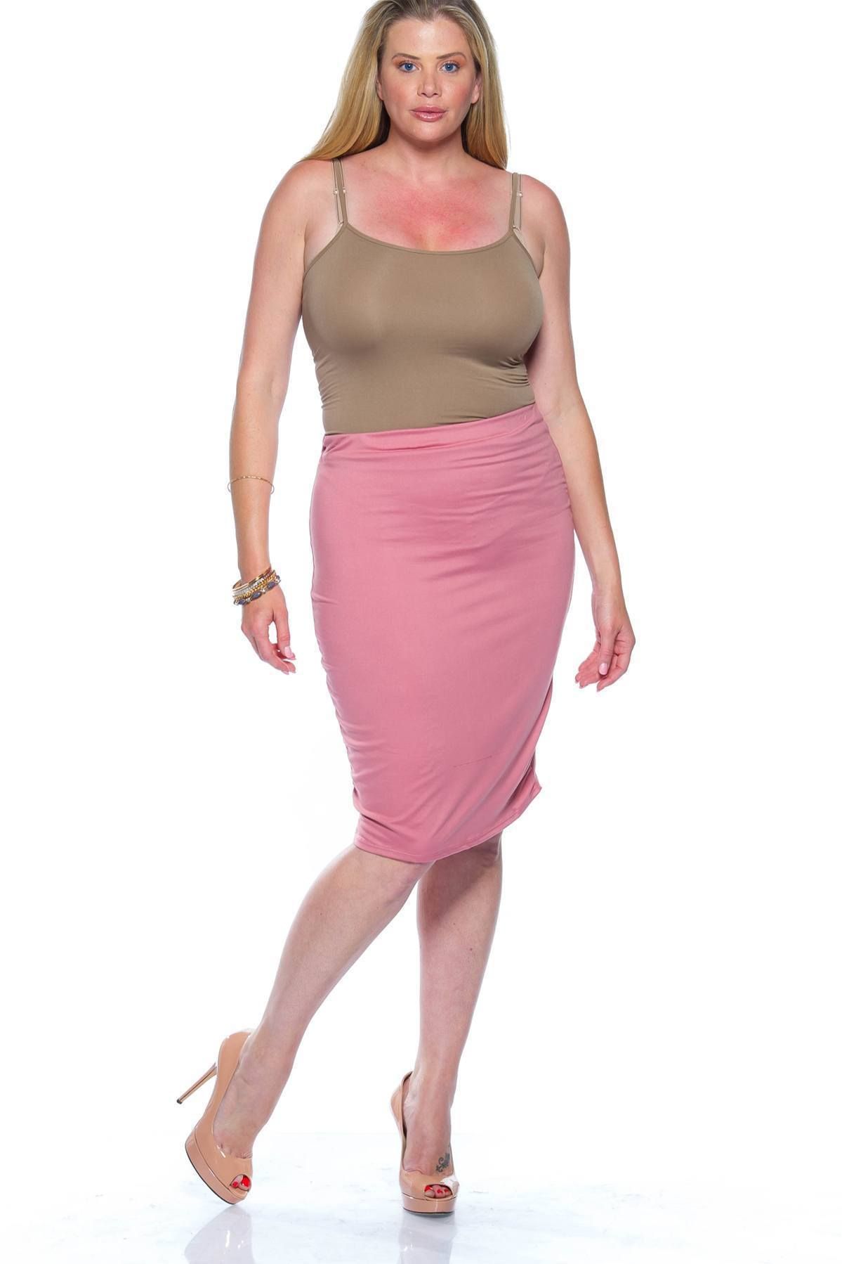 Pink Plus Size Pencil Skirt Plus Size Pencil Skirt Womens Skirt Bodycon Midi Skirt