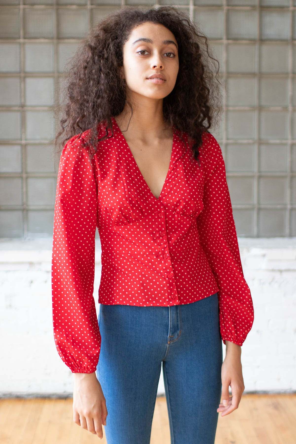 Red Polka Dot Blouse Ragstock Red Polka Dot Blouse Sale Polka Dots