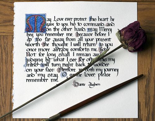 Dante Love Poem In Medieval Calligraphy Romantic Poems For Her