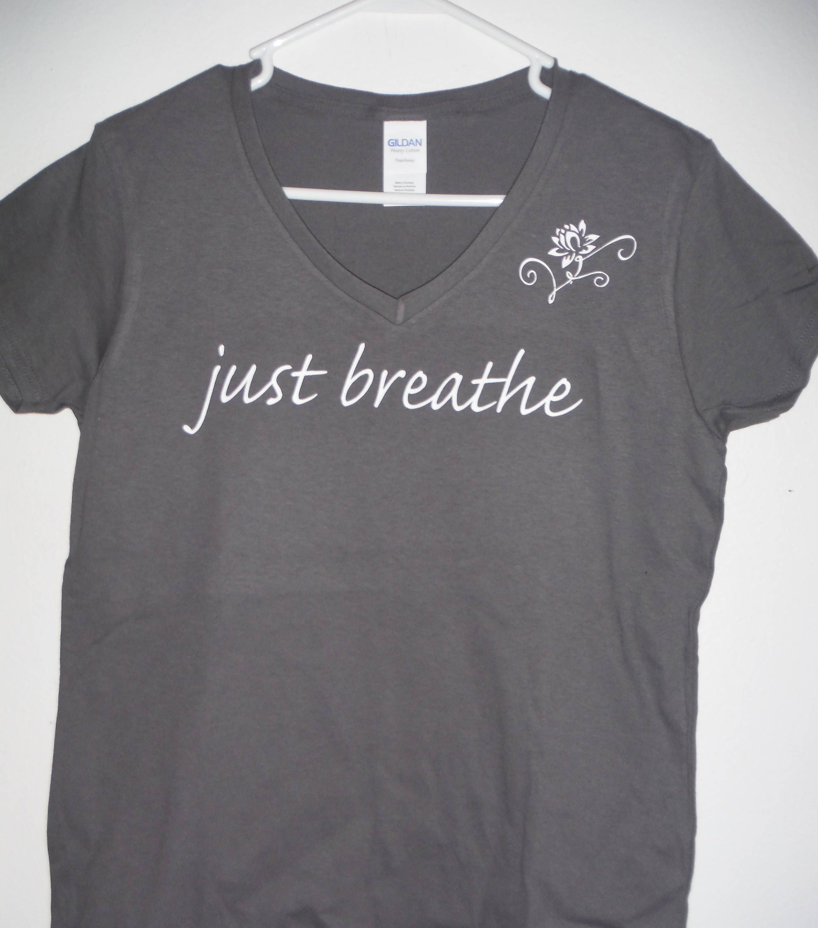 Just Breathe Ladies V Neck T Shirt Etsy Lady V V Neck T Shirt T