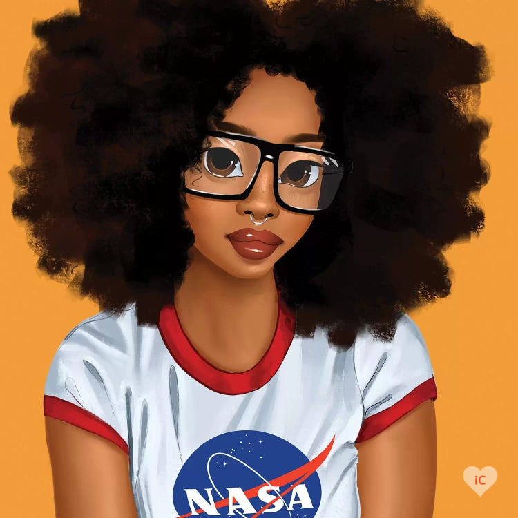 Nerd Girl Art Print By Princess Karibo Icanvas Space Girl Art Black Girl Art Drawings Of