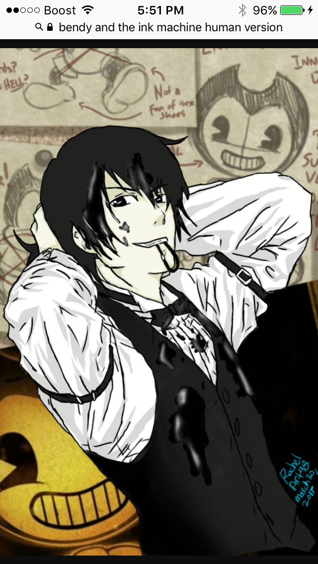 Human Bendy X Reader ️💜💛💚💙 ️️ Bendy And The Ink Machine Dark Drawings Emo Pictures