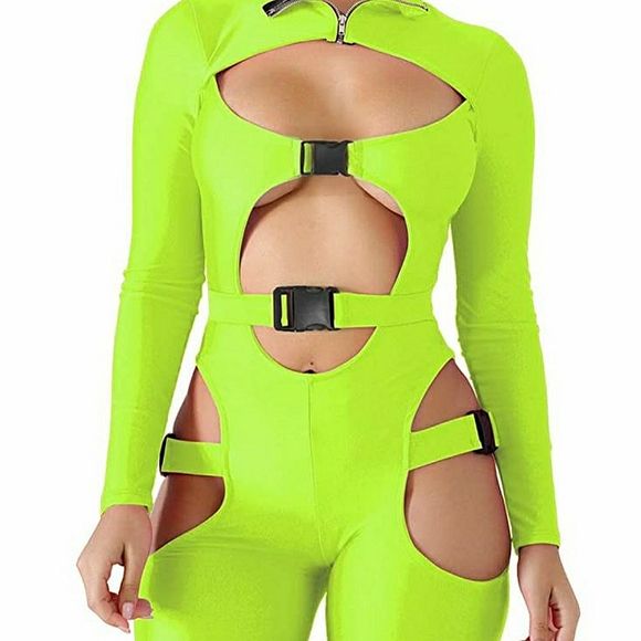 Viral Neon Green Tiktok Buckle Bodysuit Neon Bodysuit Body Suit Neon Green Wetsuit Viral