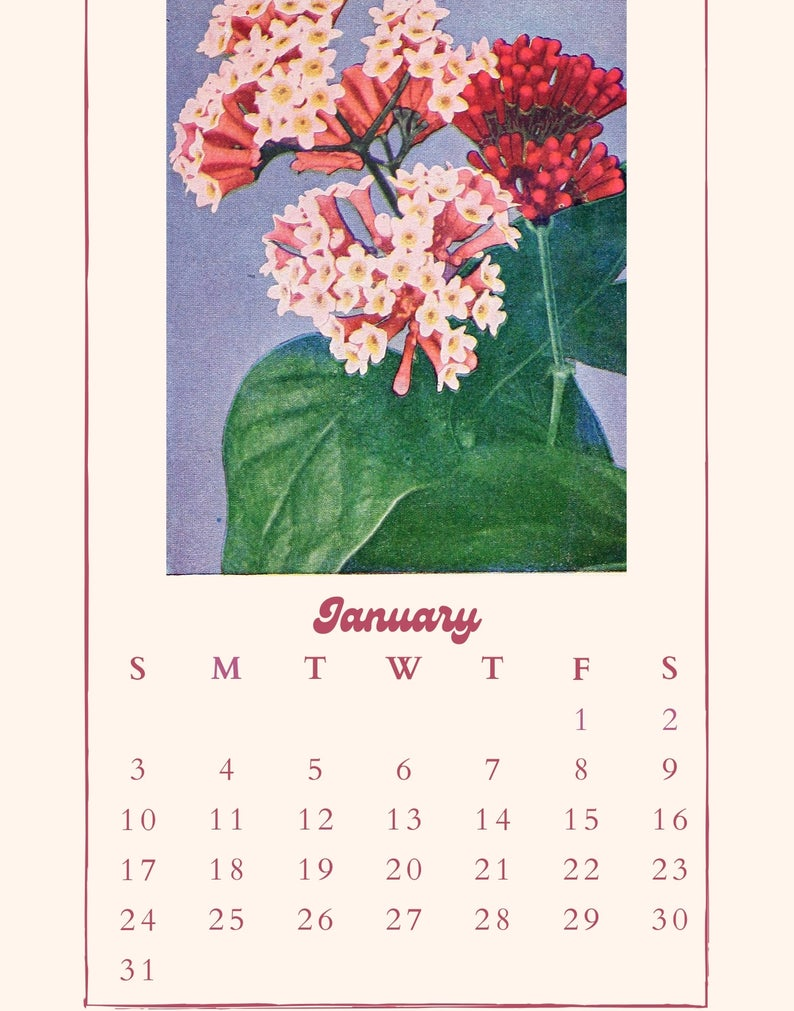 2021 Calendar Printable Botanical Calendar Pdf Calendar Etsy 2021
