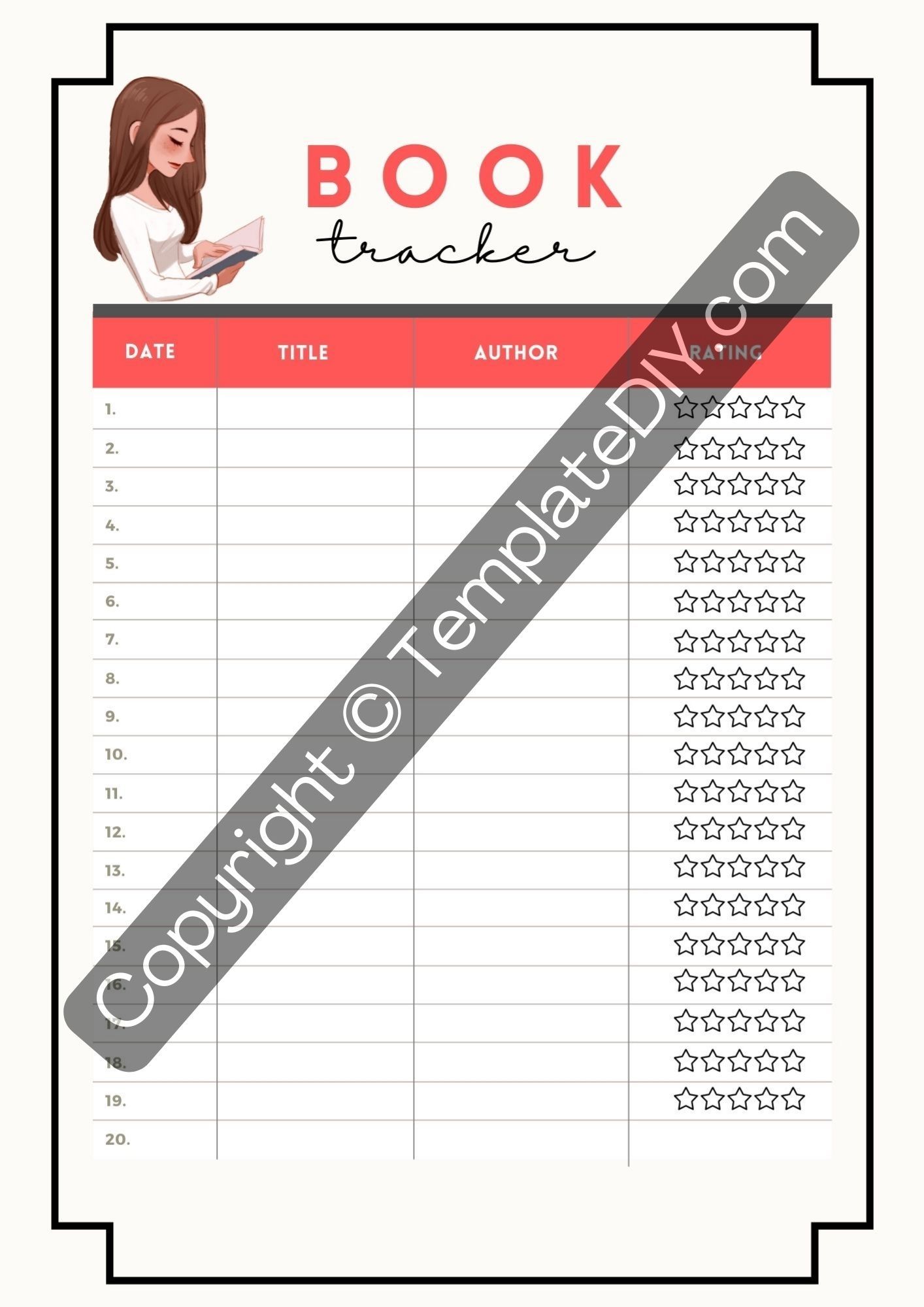 Book Tracker Template Printable PDF, Word, Excel | Reading goals ... Book Tracker Template Printable PDF, Word, Excel | Reading goals ...