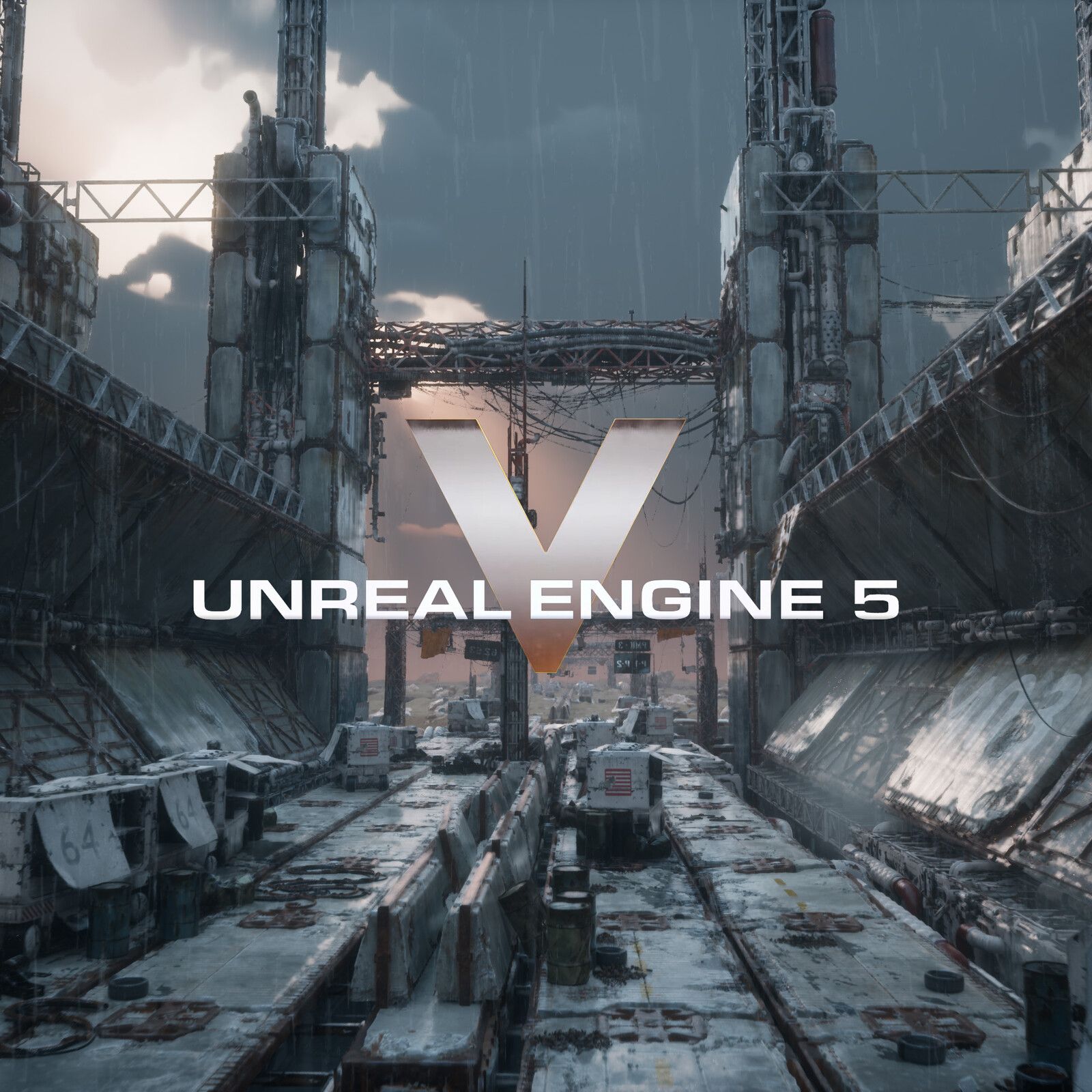 Sci Fi Facility UE5 ReLight with Sunset and Rain Atmosphere Sci Fi Facility UE5 ReLight with Sunset and Rain Atmosphere