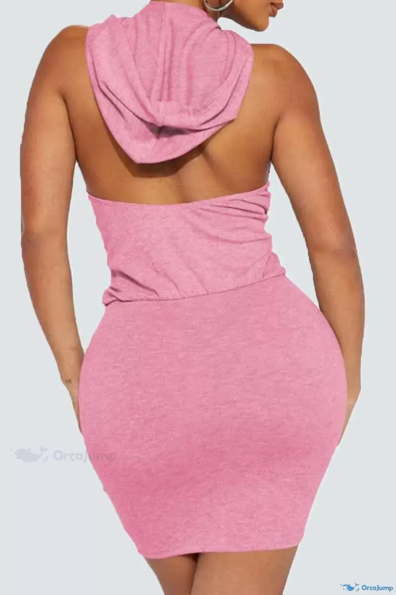 Orcajump Chic Street Print Backless Hooded Collar One Step Skirt