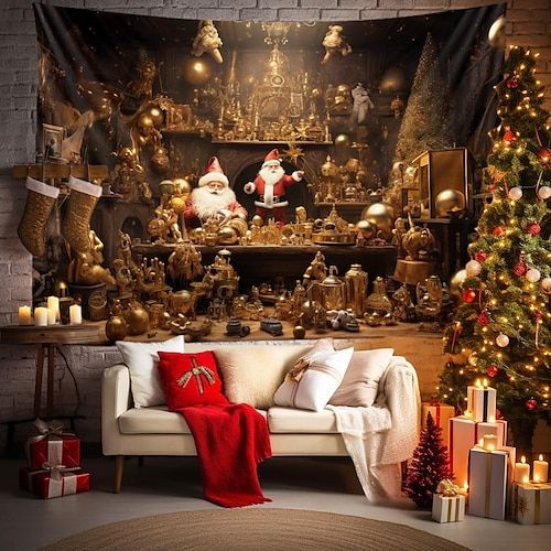 Christmas Decorations Ts Santa Hanging Tapestry Wall Art Xmas Large