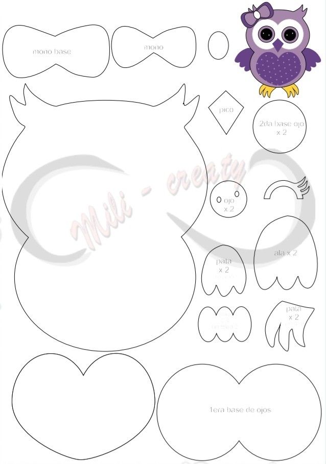 Moldes Proyecto Búho En Foamy Owl Sewing Patterns Owl Sewing Felt Crafts Patterns