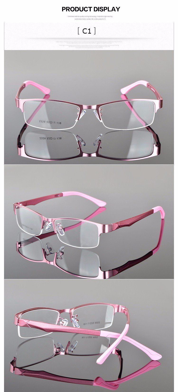 Reven Jate Womens Semi Rim Alloy Eyeglasses 2329 Womens Glasses Frames Eyeglasses Fashion