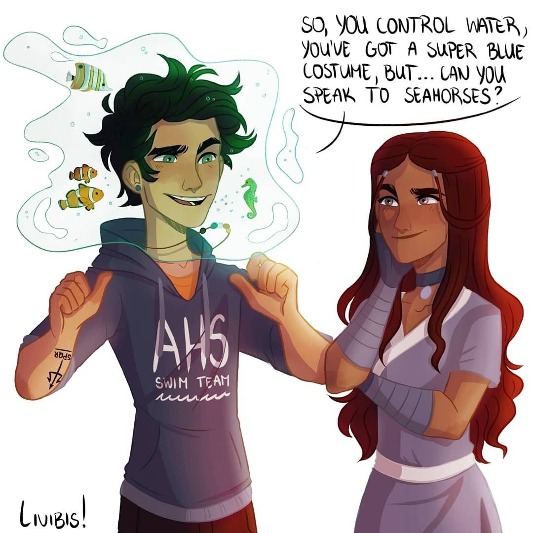 Two People Standing Next To Each Other In Front Of A Speech Bubble That Says You Control Water