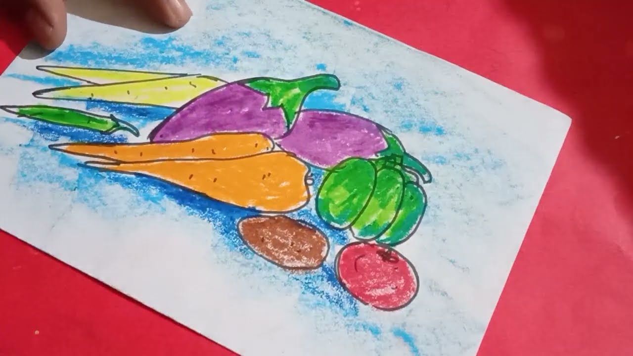 Easy Vegetables Drawing || how to draw vegetable drawing with oil ... Easy Vegetables Drawing || how to draw vegetable drawing with oil ...