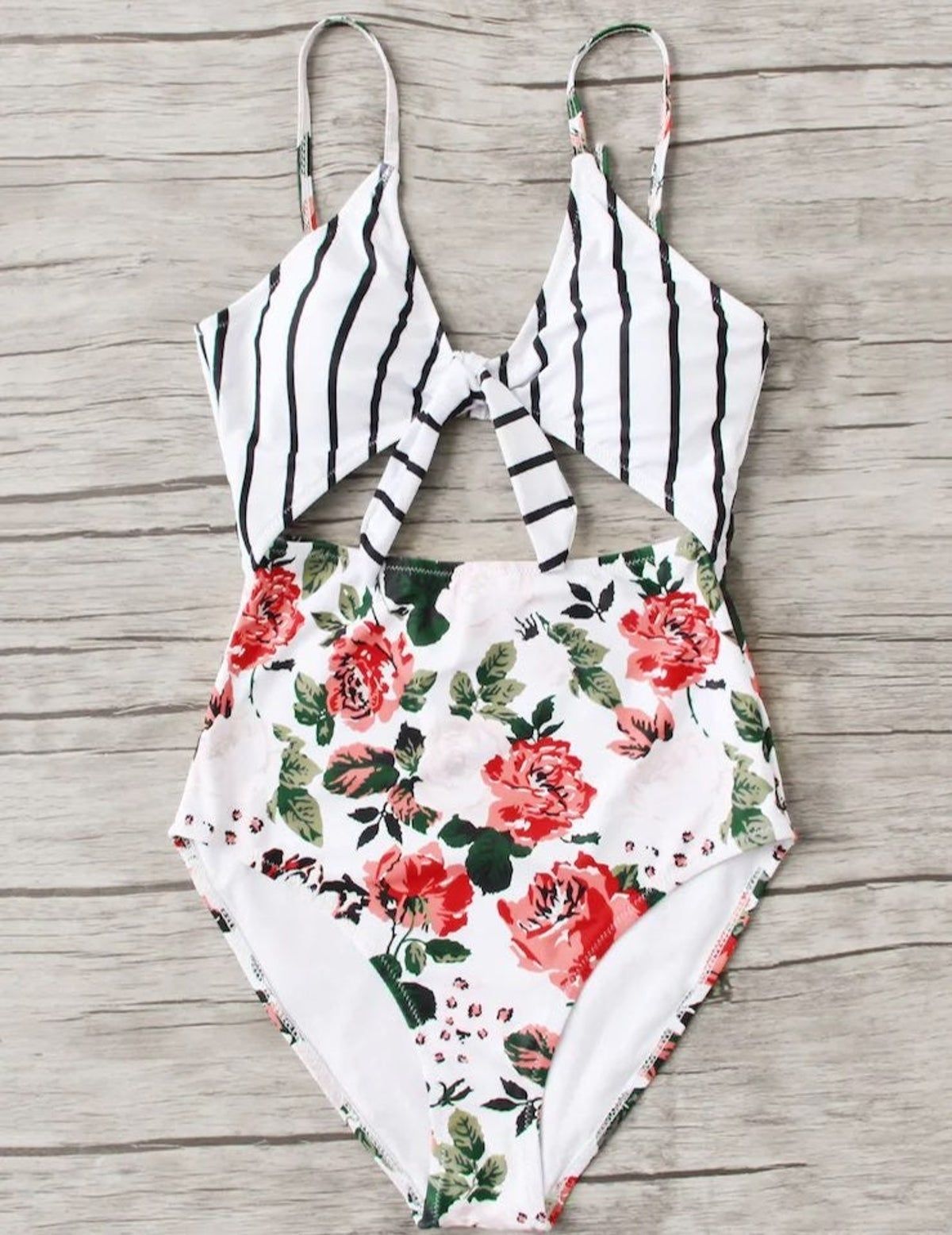 Flower Swimsuit Striped Swimsuit Cute Bathing Suits Swimwear Fashion