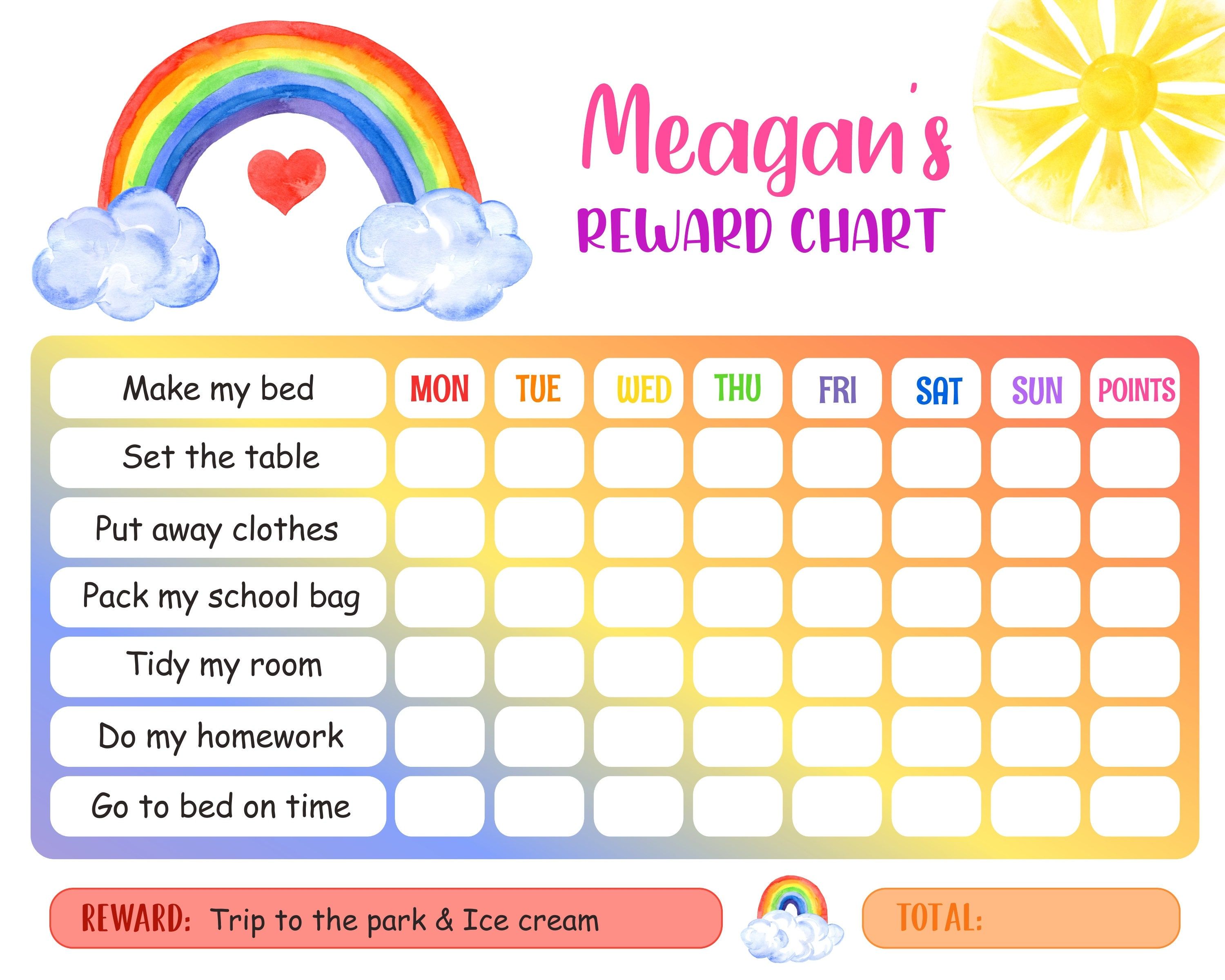 Editable rainbow chore chart responsibility chart edit name details and ... Editable rainbow chore chart responsibility chart edit name details and ...
