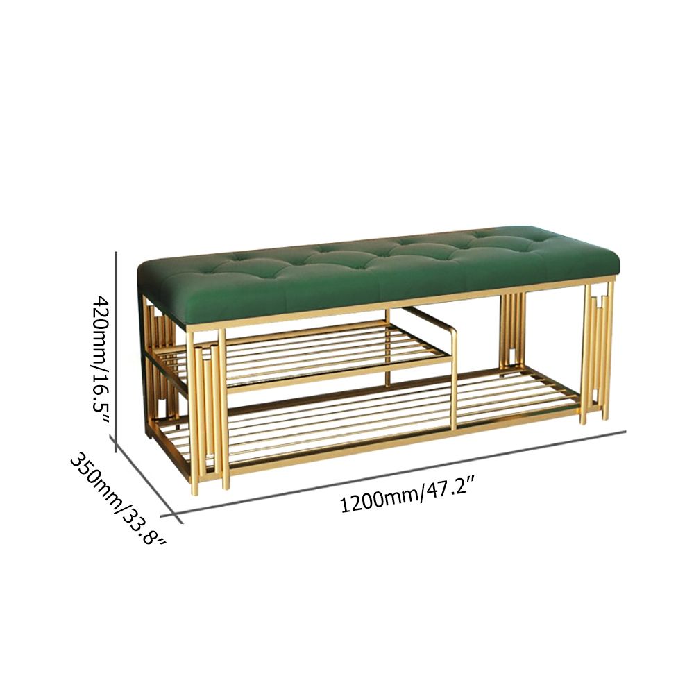 2 Tier Shoe Rack Bench Tufted Bench Velvet Upholstered Bench Storage