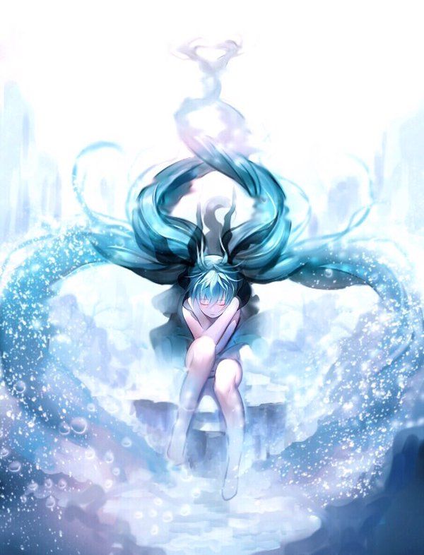 1girl Alternate Costume Aqua Hair Bangs Bubble Character Check Closed