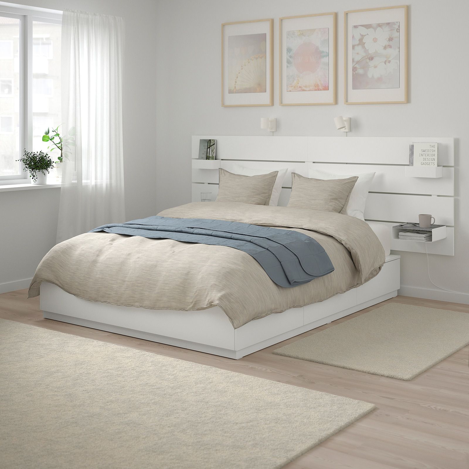 Nordli Bed Frame W Storage And Headboard White Ikea Bed Frame