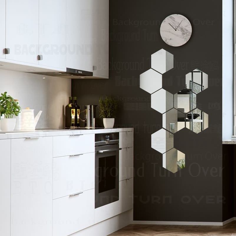 7 Hexagon Mirror Wall Decor Stickers 3d Acrylic Mirrored Etsy Hexagon