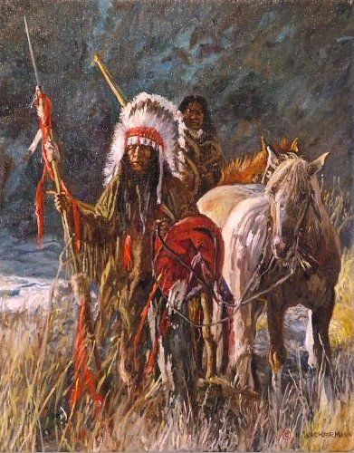 an oil painting of native americans with horses an oil painting of native americans with horses