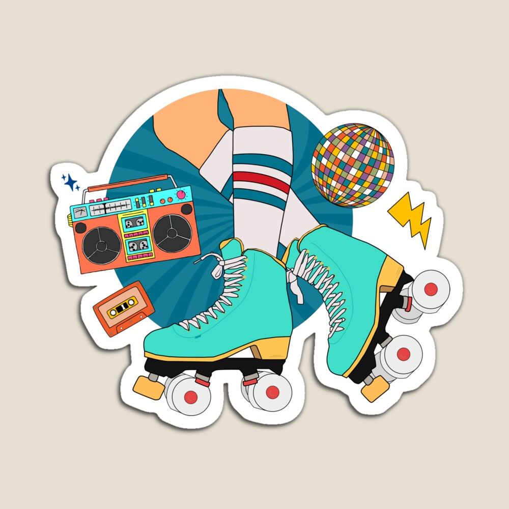 Roller Disco Roller Skate Magnet For Sale By Tevaro Store