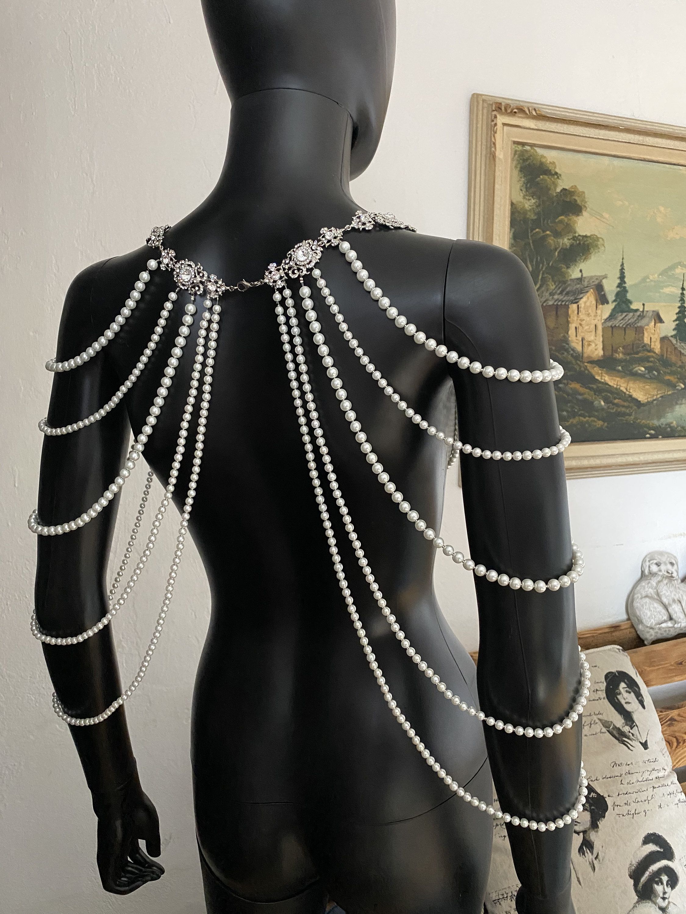 Pearls Shoulder Necklacesilver Pearl Shoulderwedding Shoulderbody