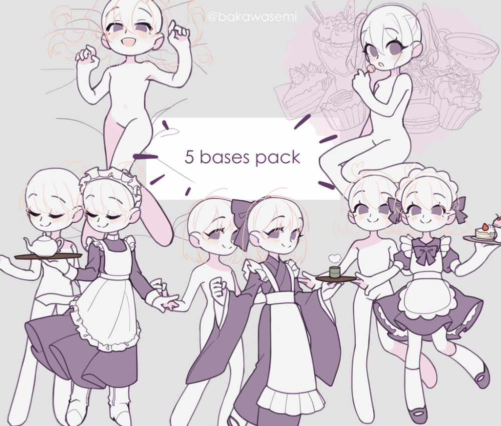 P2u Chibi Bases Pack By Invidens On Deviantart Chibi Art Reference Anime Poses