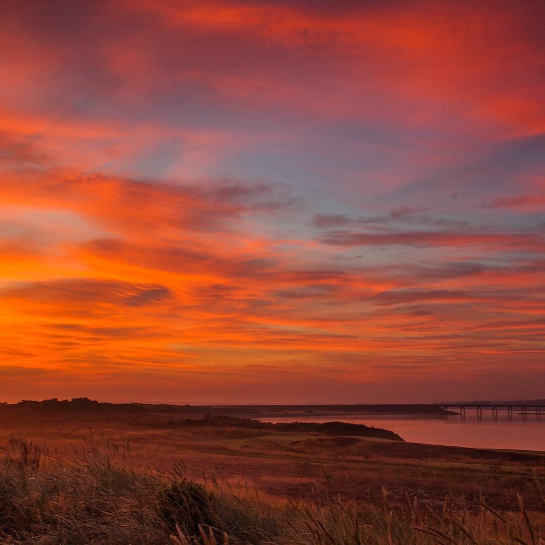 Red Skies Over The Carnegie Links And Dornoch Firth Beyond Skibo Castle Red Sky Castle