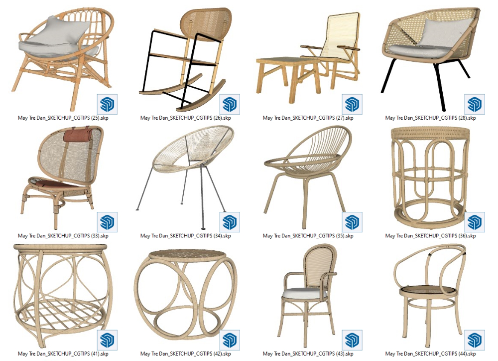 6620 Furniture Rattan Sketchup Models Free Download