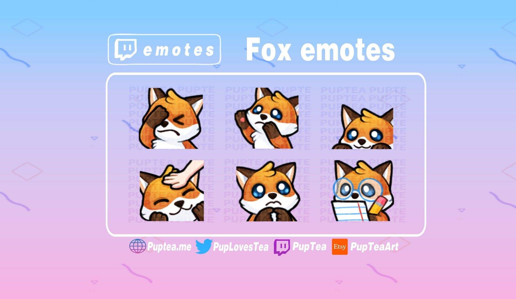 6x Cute Fox Emotes Pack For Twitch Youtube And Discord Set 2 Etsy