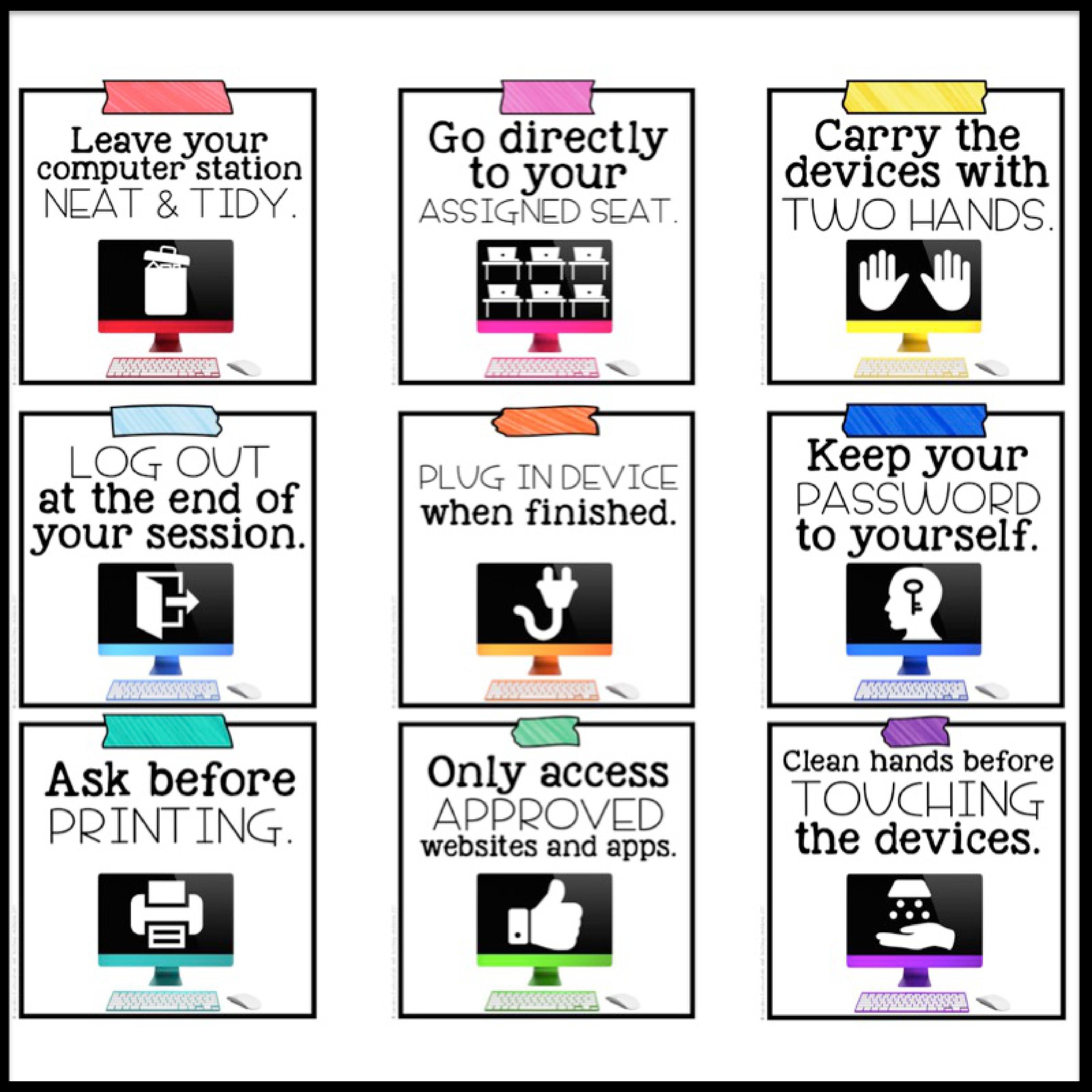 Classroom Technology Rules Printable Posters Classroo