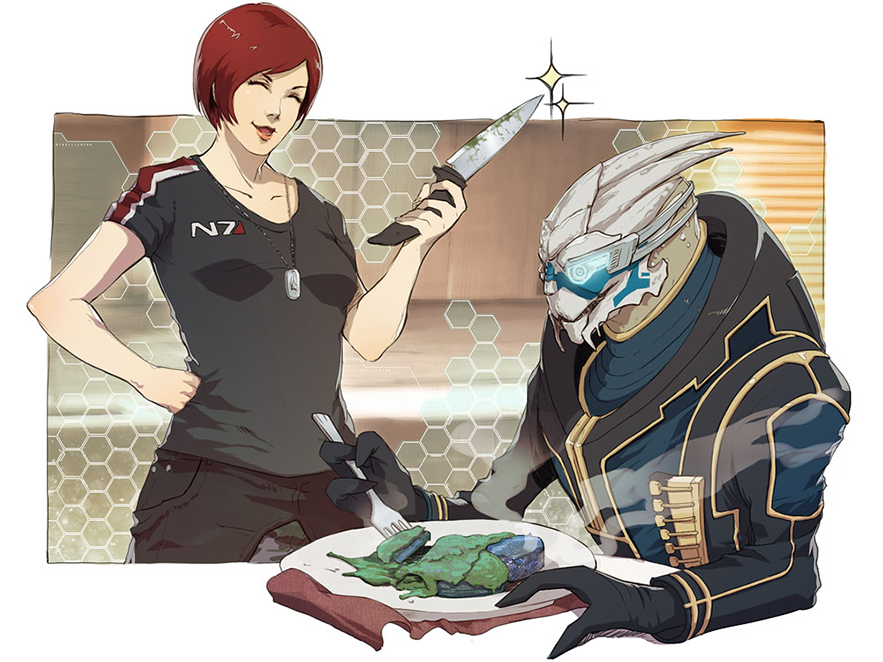 Garrus And Fem Shepi Know The Feeling Garrus Mass Effect Art