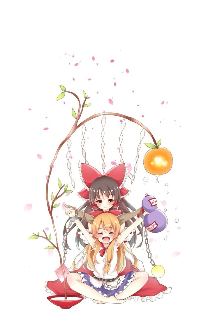 Hakurei Reimu And Ibuki Suika Touhou Fan Art