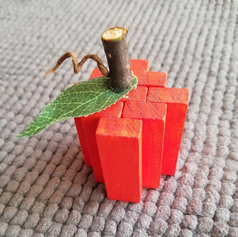 Wooden Pumpkin Made Out Of Jenga Blocks K And F Design Jenga Blocks Wooden Pumpkins Block
