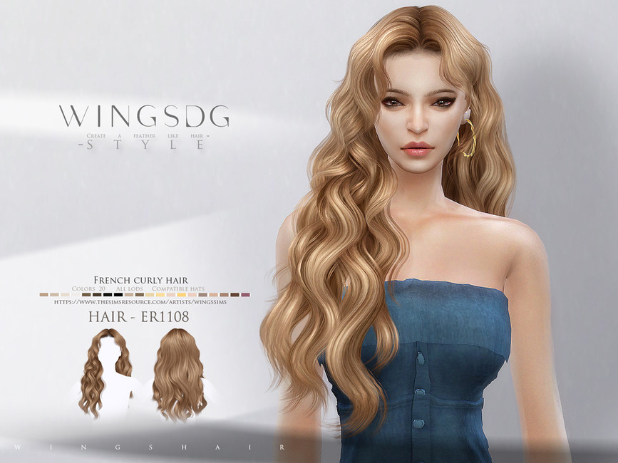 The Sims Resource Wings Er1108 French Curly Hair Sims 4 Curly Hair Sims Hair Curly Hair Styles