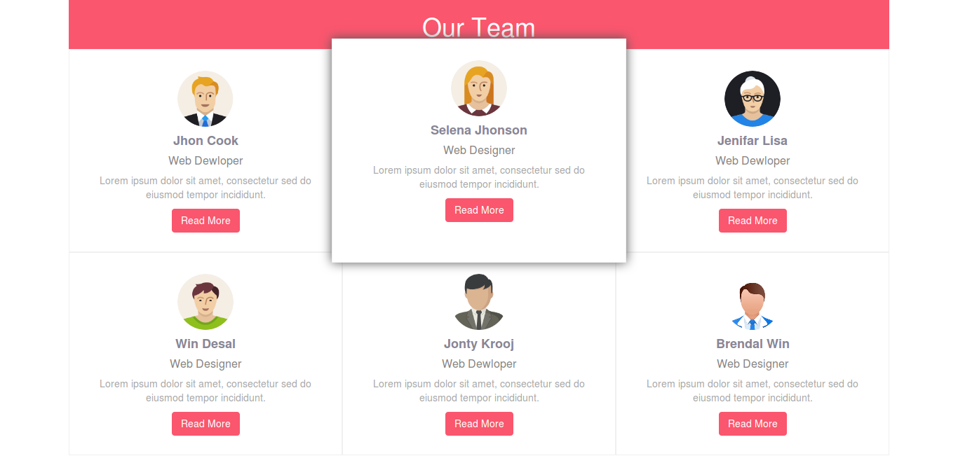 Example Of Responsive Company Team Page Design With Hover Effect Using Bootstrap Link