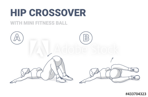 Girl Doing Hip Roll Exercise With Fitness Mini Ball Guidance Illustration Lower Body Russian