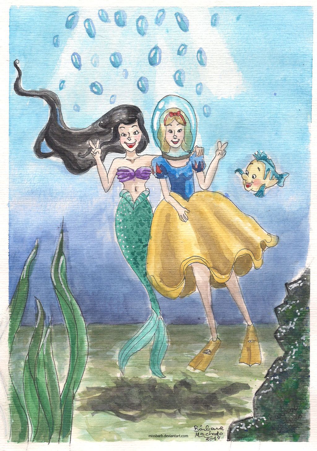 Little Mermaid And Snow White By Missbarbdeviantart Mermaid Mermaids And Mermen The Little