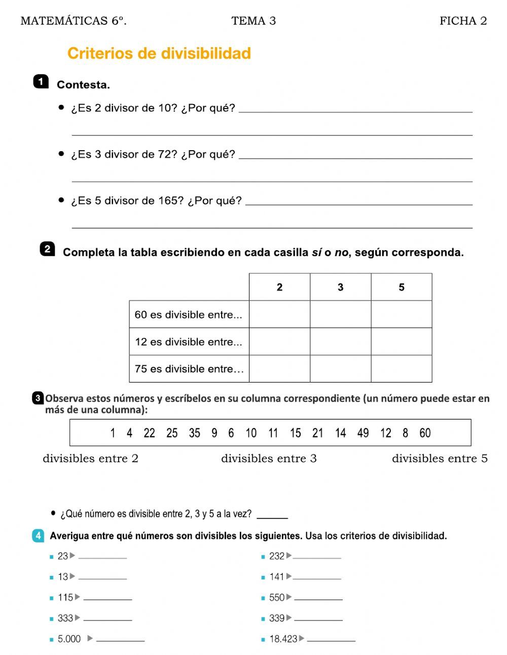 Divisibilidad interactive activity for 6º | Interactive activities ... Divisibilidad interactive activity for 6º | Interactive activities ...